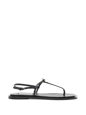 TOTEME Leather T-strap Sandals With Gold-tone Coin Embellishment