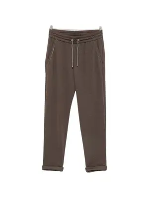 Brunello Cucinelli Cotton And Silk Trousers With Monili Trim
