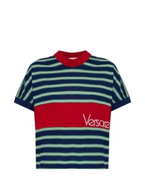 Versace Striped Cotton T-shirt - Blue