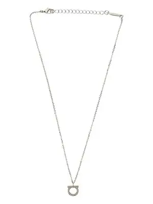 FERRAGAMO Gancini Crystal Necklace - Silver