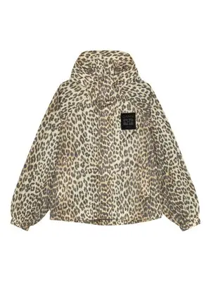 GANNI Leopard Print Hooded Blouson Jacket - Multi
