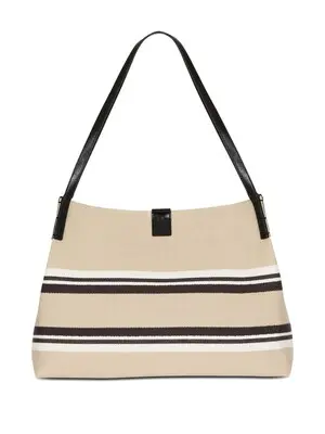 Balmain Canvas And Leather Medium Tote - Beige