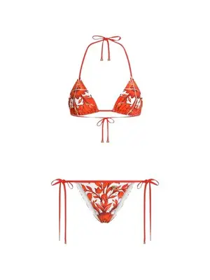 Dolce & Gabbana Maiolica Print Bikini Set - Orange