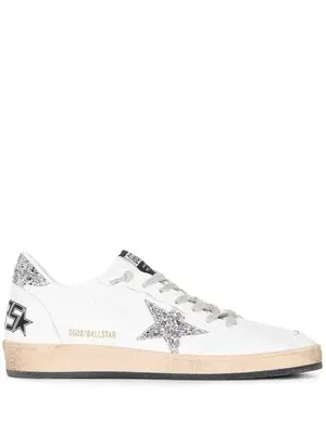 GOLDEN GOOSE Ball Star Leather Sneakers - Silver