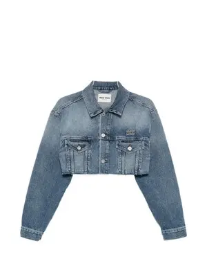 Miu Miu Cropped Denim Jacket - Blue