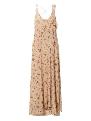 MARANT ETOILE Luxie Floral Maxi Dress With Ruffles - Beige