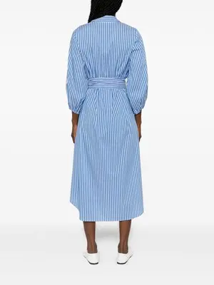 ARCHIVIO '67 Striped Cotton Chemisier Dress With Embroidered Details