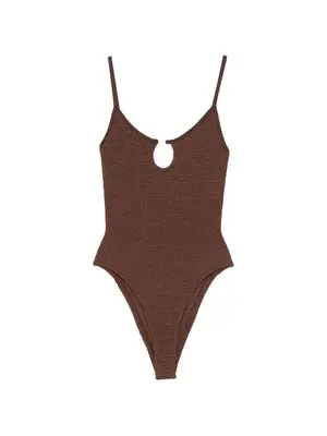 Hunza G Mia Beaded One-piece Swimsuit - Brown