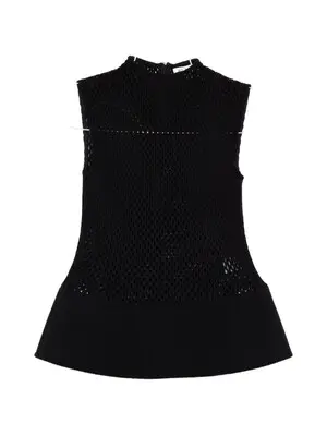 Alaïa Sleeveless Ruffled High Neck Top