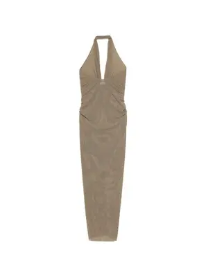 FISICO Halterneck Gathered Midi Dress - Green