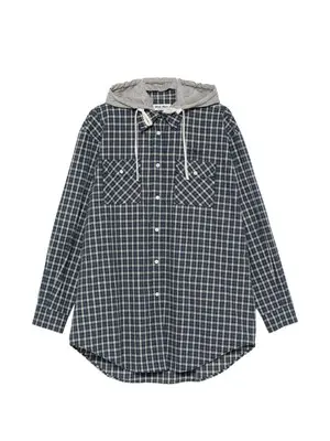 Miu Miu Checked Flannel Hooded Shirt