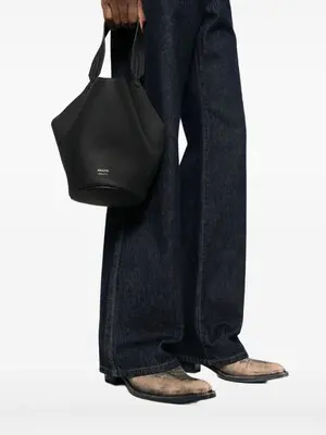 Khaite Lotus Mini Leather Bucket Bag - Black