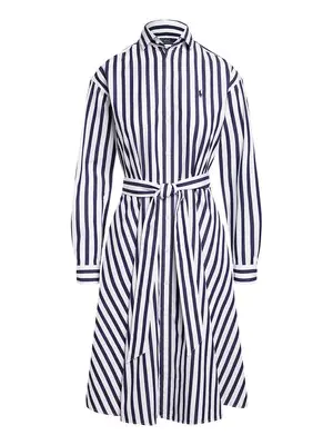 Polo Ralph Lauren Striped Collared Shirt Dress With Belt