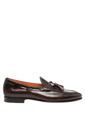 Santoni Idiom Loafers With Tassel Detail And Stacked Heel