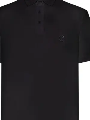 Giorgio Armani Interlock Cotton Polo Shirt - Black