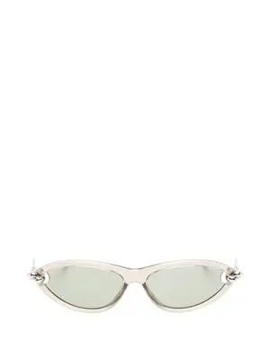 Bottega Veneta Grey Cat-eye Sunglasses With Silver-tone Knot Detail - Beige