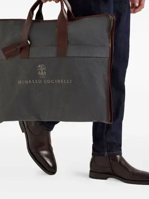 Brunello Cucinelli Suit Cover With Leather Handles And Printed Logo