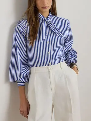 Polo Ralph Lauren Lauren Ralph Lauren Striped Tie Neck Blouse