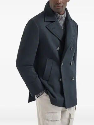 Brunello Cucinelli Wool Double Breasted Pea Coat