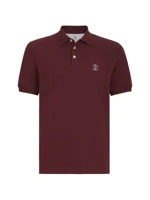 Brunello Cucinelli Logo Cotton Polo Shirt - Red