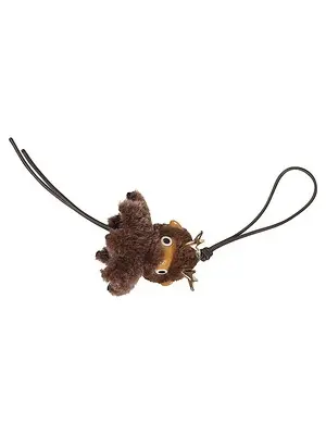 Loewe Shearling And Acetate Deer Charm With Gold-plated Brass - Brown