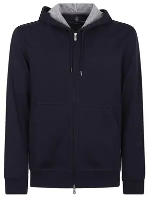 Brunello Cucinelli Cotton Blend Hoodie - Blue