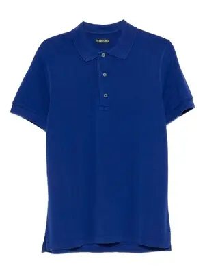 TOM FORD Cotton Blend Polo Shirt - Blue