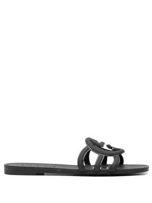 Gucci Gg Flat Slides - Black