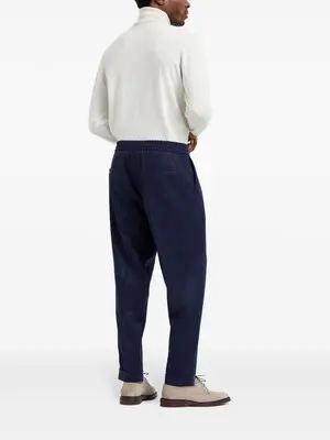 Brunello Cucinelli Navy Virgin Wool Trousers - Blue