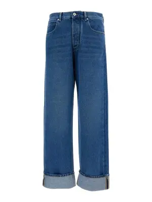 Bottega Veneta Wide Leg Turn-up Hem Jeans