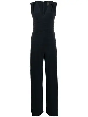 Norma Kamali V-neck Sleeveless Straight-leg Jumpsuit - Blue