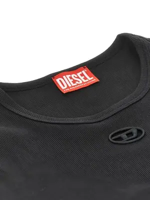 DIESEL® Cotton T-shirt With Waist Tie Detail - Black