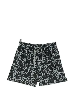 Emporio Armani All-over Logo Print Swim Shorts - Black