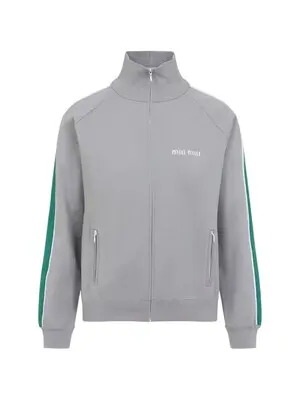 Miu Miu Logo Nylon Zip-up Cardigan