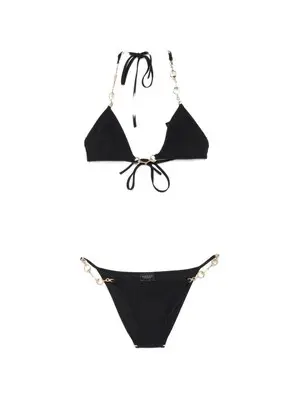 Gucci Triangle Bikini Set With Horsebit Chain Straps - Black