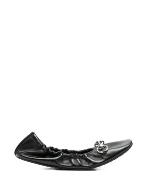 Gucci Prima Leather Ballet Flats With Horsebit Detail - Black