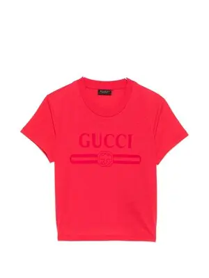Gucci Logo Cropped T-shirt - Red