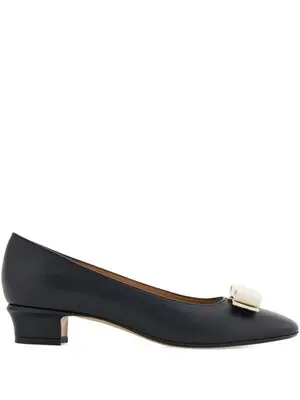 FERRAGAMO Vara Leather Block Heel Pumps