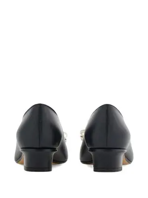 FERRAGAMO Vara Leather Block Heel Pumps