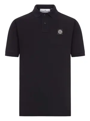 Stone Island Logo Polo Shirt - Black
