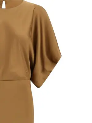 Norma Kamali Long Dress With Teardrop Detail And Draped Sleeves - Beige