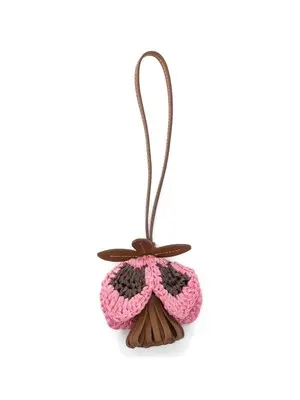 Miu Miu Crochet Flower Charm With Logo Plaque