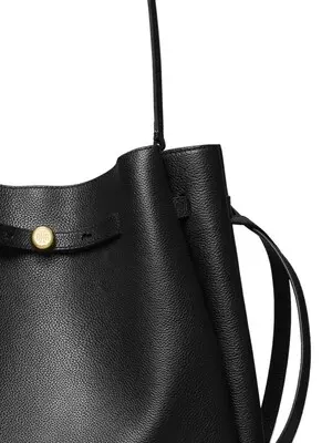Tory Burch Romy Large Leather Bucket Bag - Black
