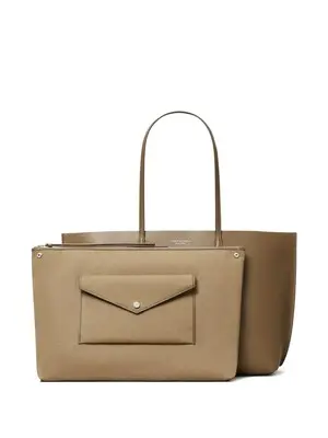 Tory Burch Perry Leather Tote Bag - Grey