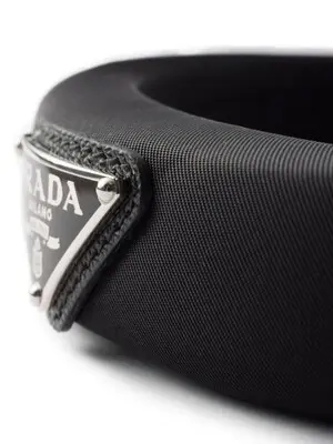 Prada Re-nylon Headband With Enamel Triangle Logo - Black