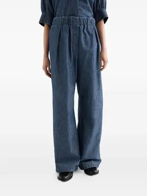 JIL SANDER Cotton Wide-leg Trousers - Blue