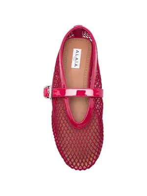 Alaïa Fishnet Ballet Flats - Red