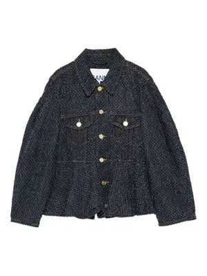GANNI Denim Cotton Jacket With Peplum Hem