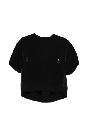 Sacai Cotton And Nylon Paneled Short Sleeve Crew Neck Top