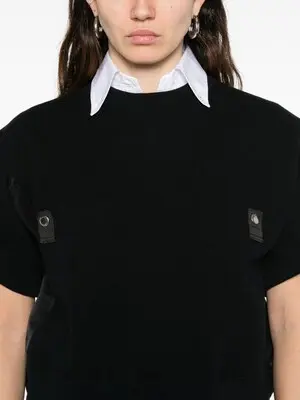 Sacai Cotton And Nylon Paneled Short Sleeve Crew Neck Top